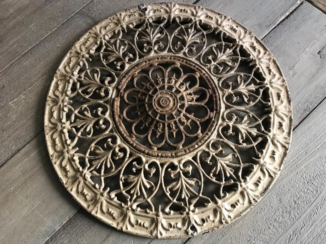 Antique Rustic Cast Iron Heater Grate, Architectural Salvage, Chippy ...