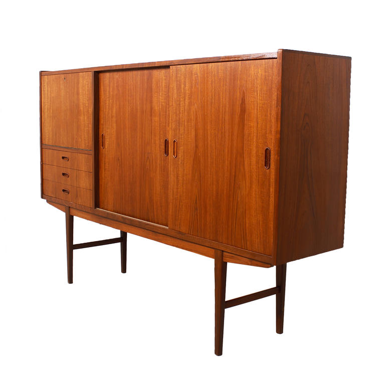 Unique Danish Modern Teak Highboard with Secretary / Bar Serving ...