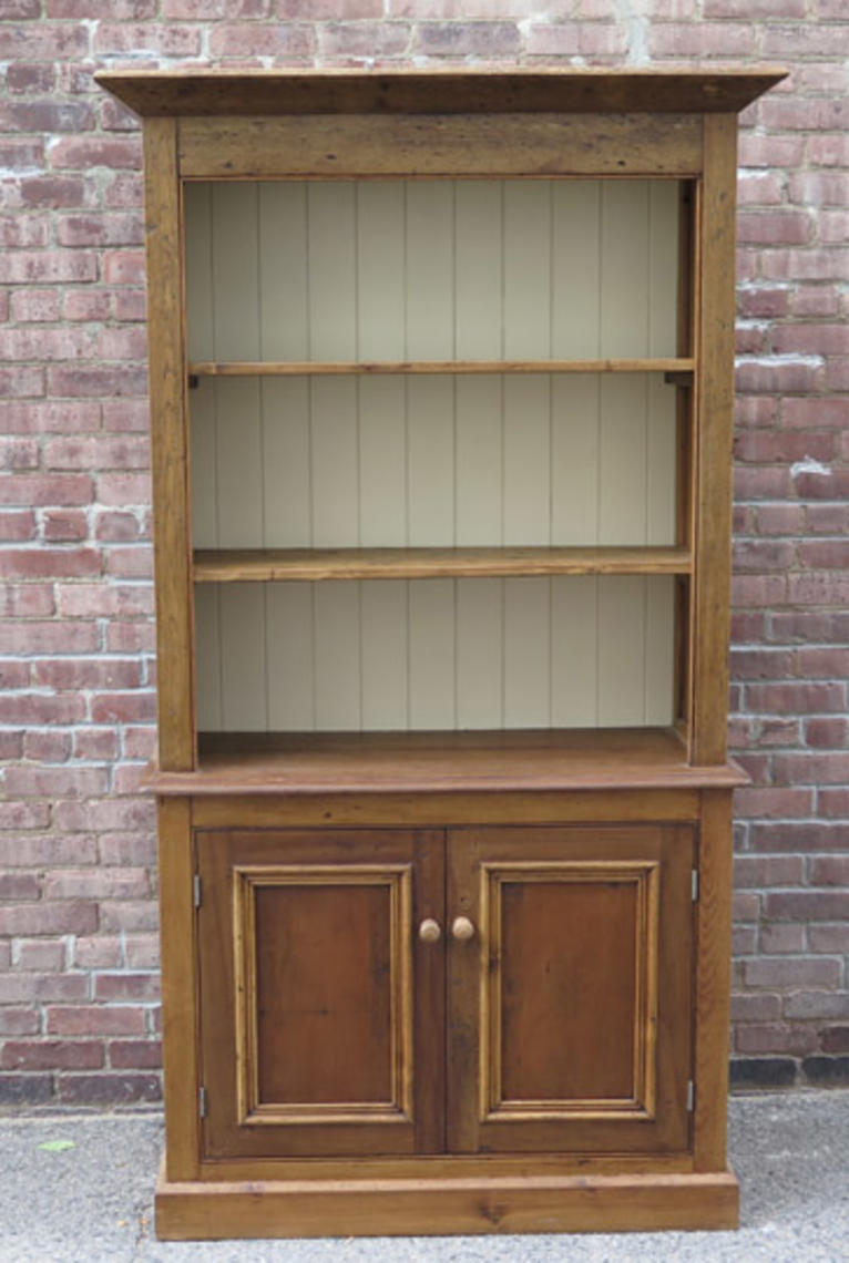 English Reclaimed Pine 2 Door Bookcase with Painted Backboards ...