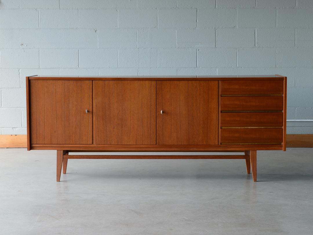 6.5ft Mid Century German Teak Sideboard Credenza | Madsen Modern ...