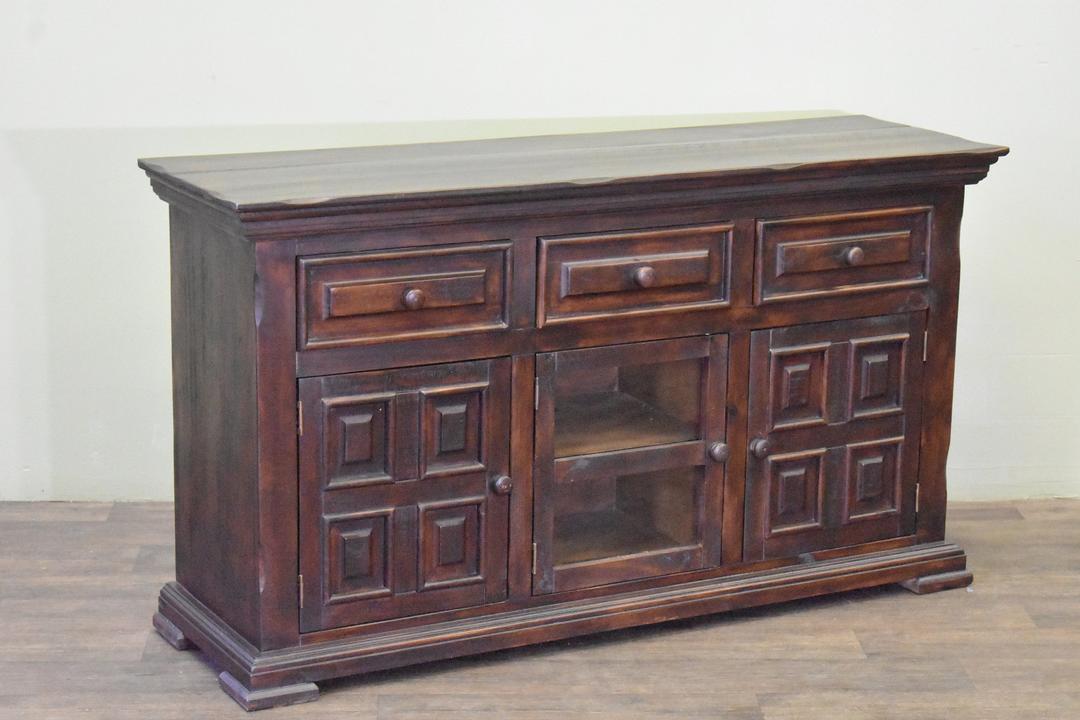 Rustic Brown Solid Wood Distressed 56 inch White TV Stand / Media ...