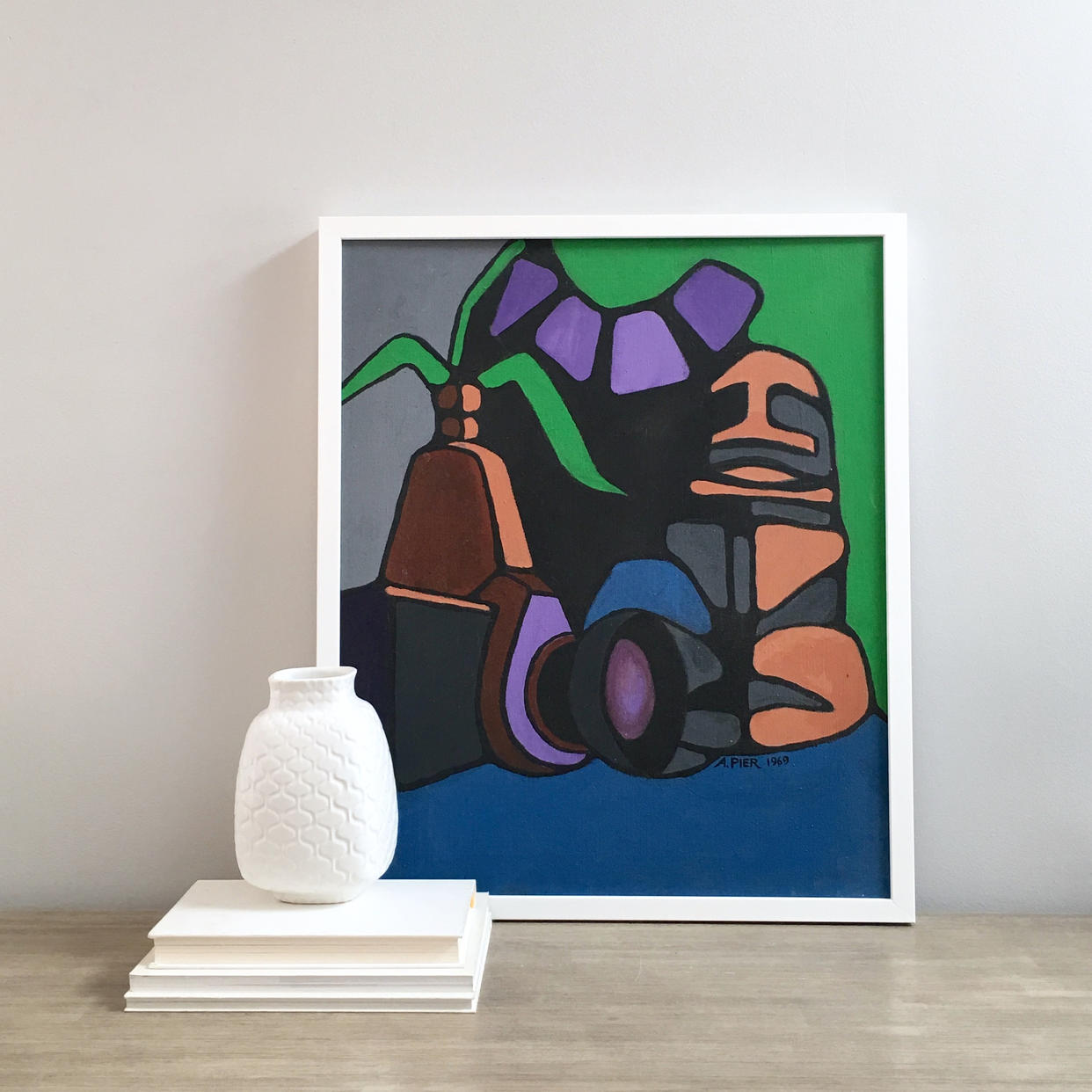 Vintage Abstract Cubist Still Life Oil Painting Original | Mod ...