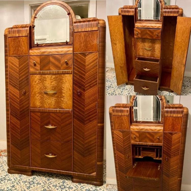 Vintage Waterfall Double Chifferobe with Drop Front Desk 20x40x69 ...
