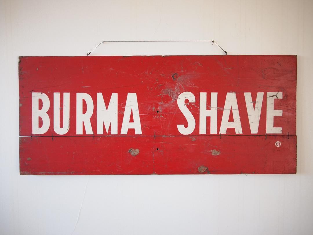Vintage BURMA SHAVE Wood SIGN Advertising Billboard 17x40" Red | Refuge ...