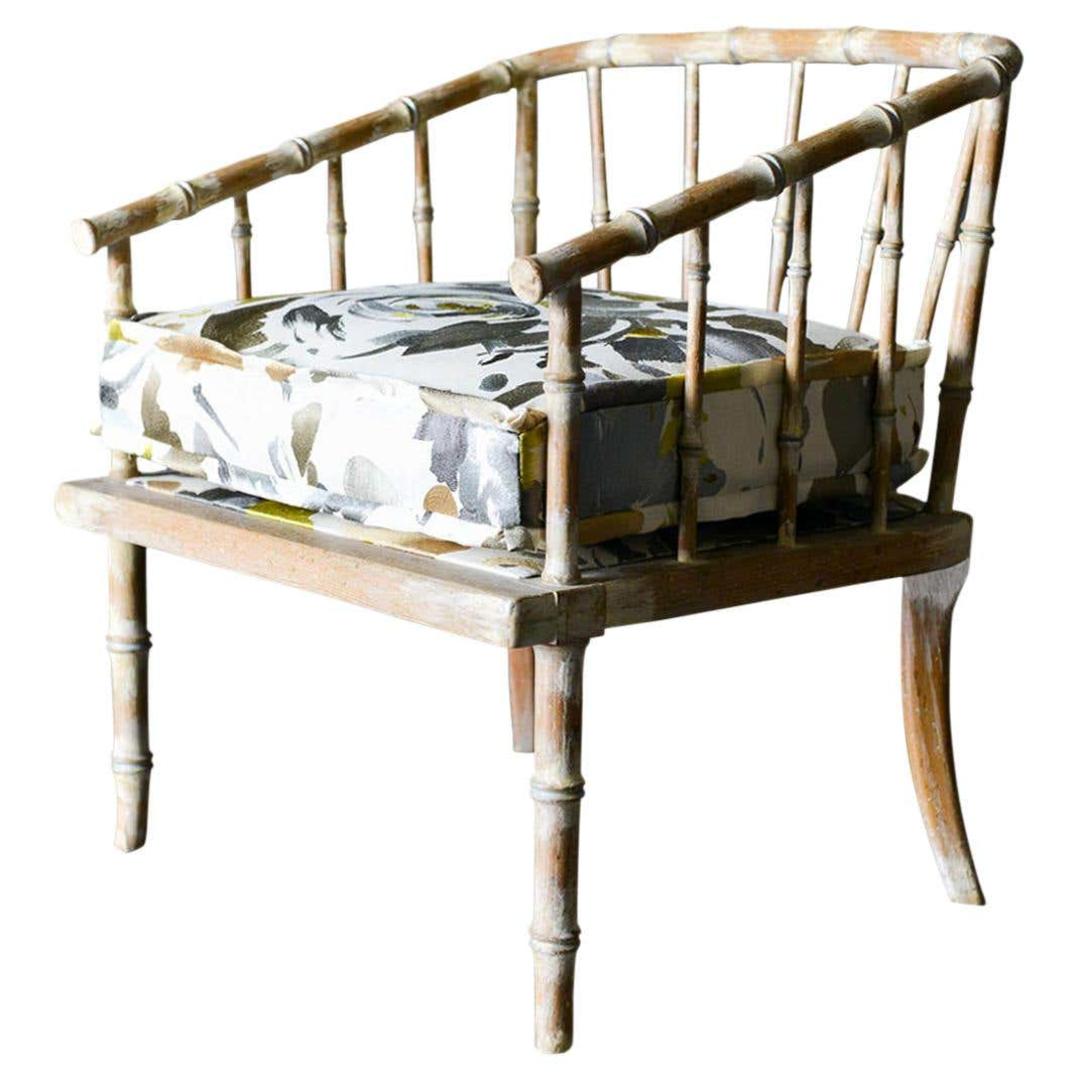 Faux Bamboo Upholstered Barrel Back Lounge Chair | The Modern Vault ...