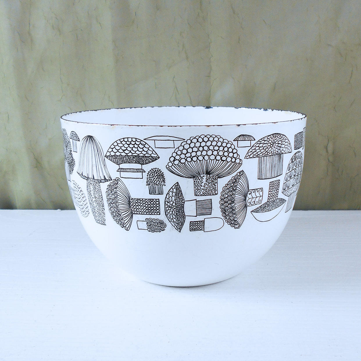 Vintage Finel Finland Enamel Mushroom Bowl Designed by | Mostly Mid ...