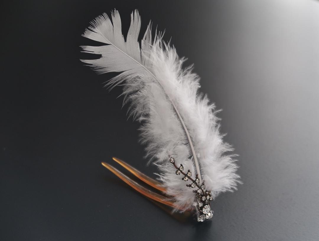 Edwardian Feather Paste Hinged Horn Hairpin Hair Comb, Antique Hair ...