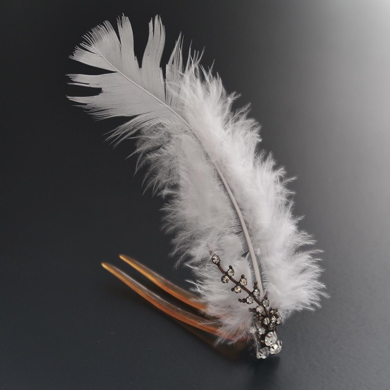 Edwardian Feather Paste Hinged Horn Hairpin Hair Comb, | Comb Again ...