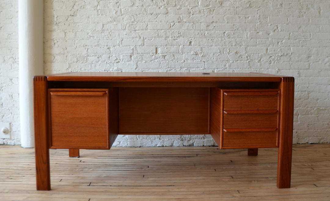 MCM D-Scan Danish Solid Teak Double-Sided Executive Desk | Reclaimed ...