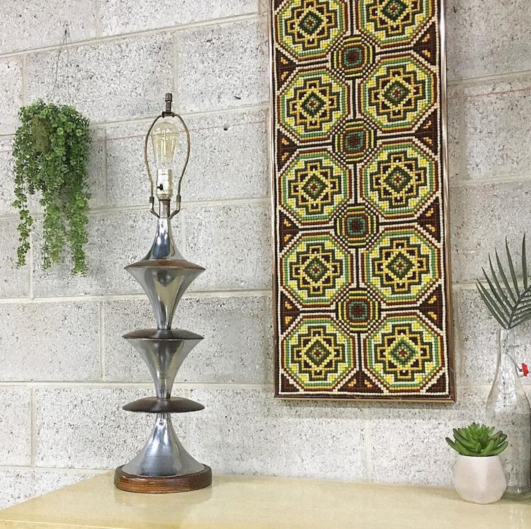 Vintage MCM Table Lamp Retro 1960s Mid Century Modern Curved ...