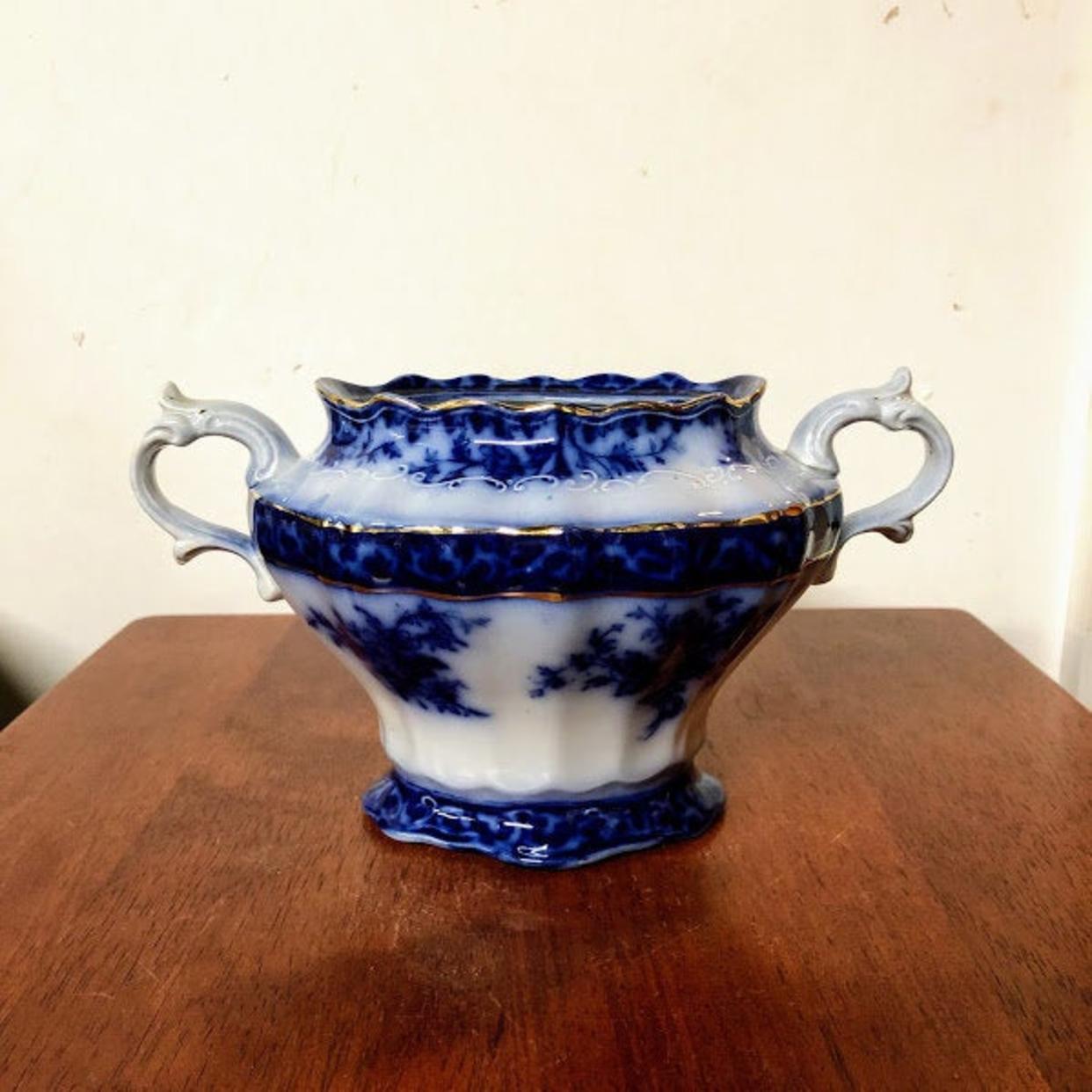 Antique Stanley Pottery Touraine Flow Blue Sugar Bowl | Over the Years ...