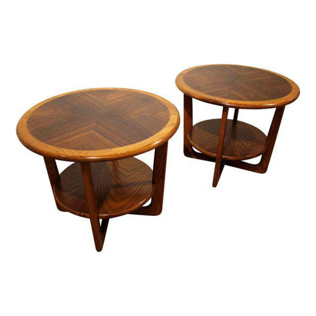 Mid-Century End Tables Danish Modern Lane Perception Parquet Walnut/Oak ...