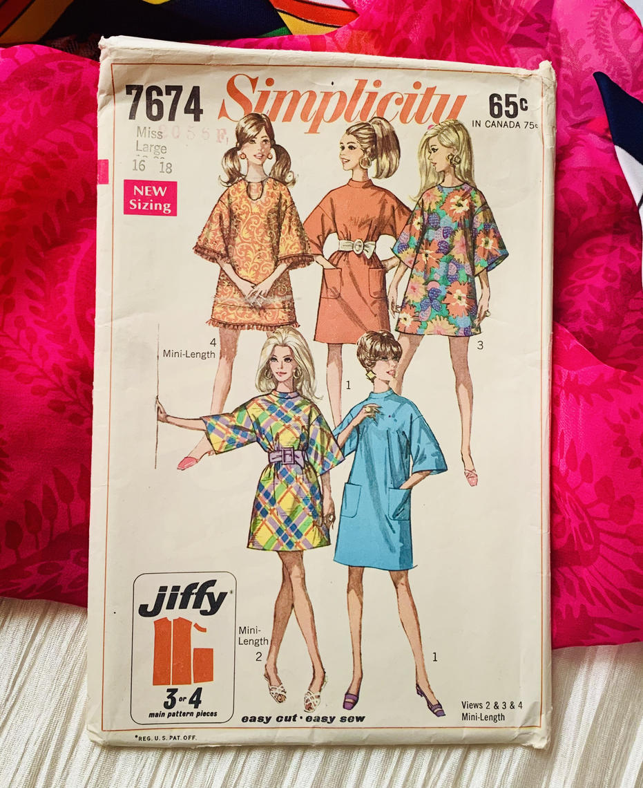 Vintage Simplicity Sewing Pattern, Trapeze Mini, Space Age Tent Dress ...