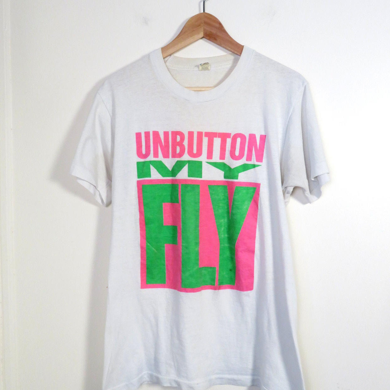Vintage 80s Unbutton My Fly Beat Up White | Velvet Castle Vintage ...