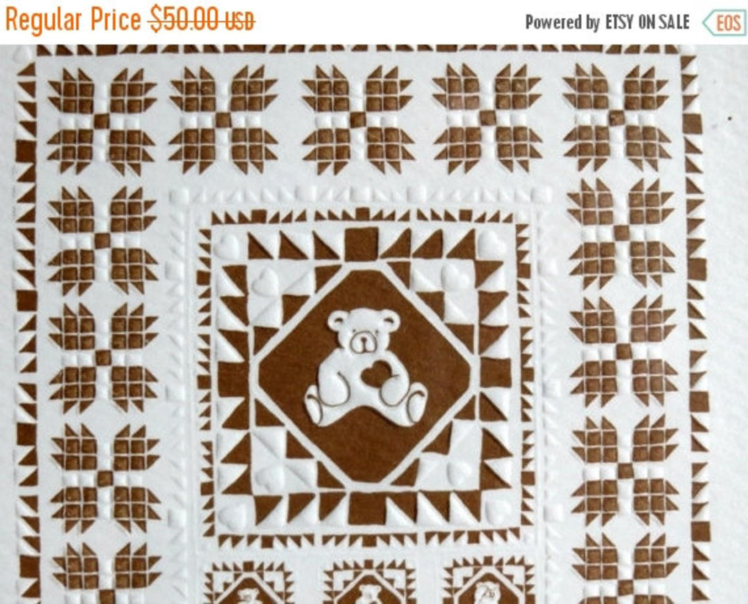 ON SALE Mary Rutherford Framed Quilt Print / Hearts and Teddy | Owl in ...