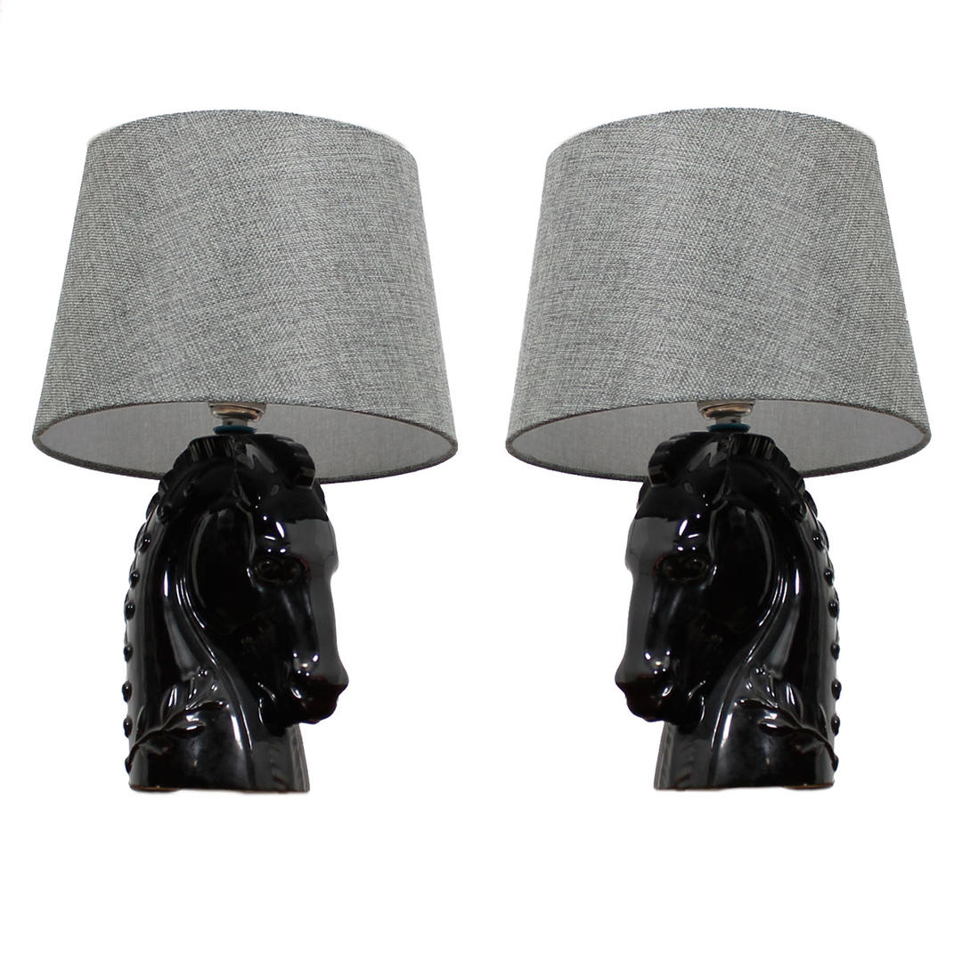 MCM Pair of Black Ceramic Horse Head Lamps | Modern Mobler | Takoma, DC ...