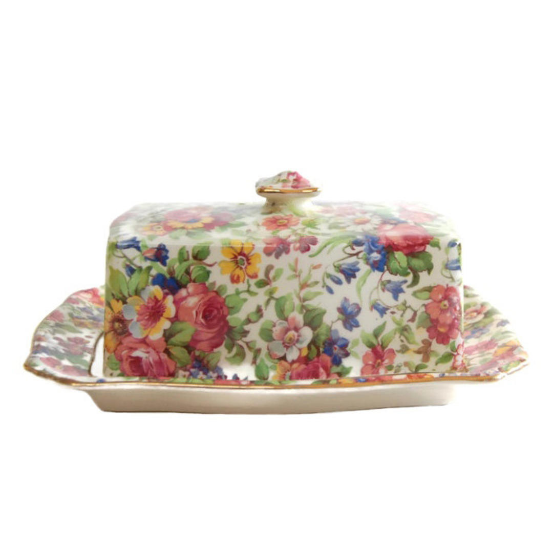 Royal Winton Grimwades Chintz Summertime Butter Dish Vintage Serving ...