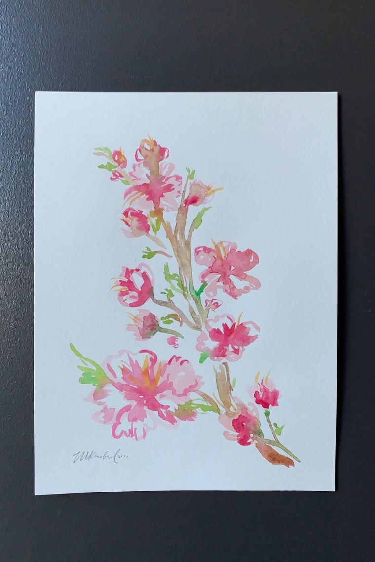Cherry Blossom Flowers Original Watercolor Painting | Marcella Kriebel ...