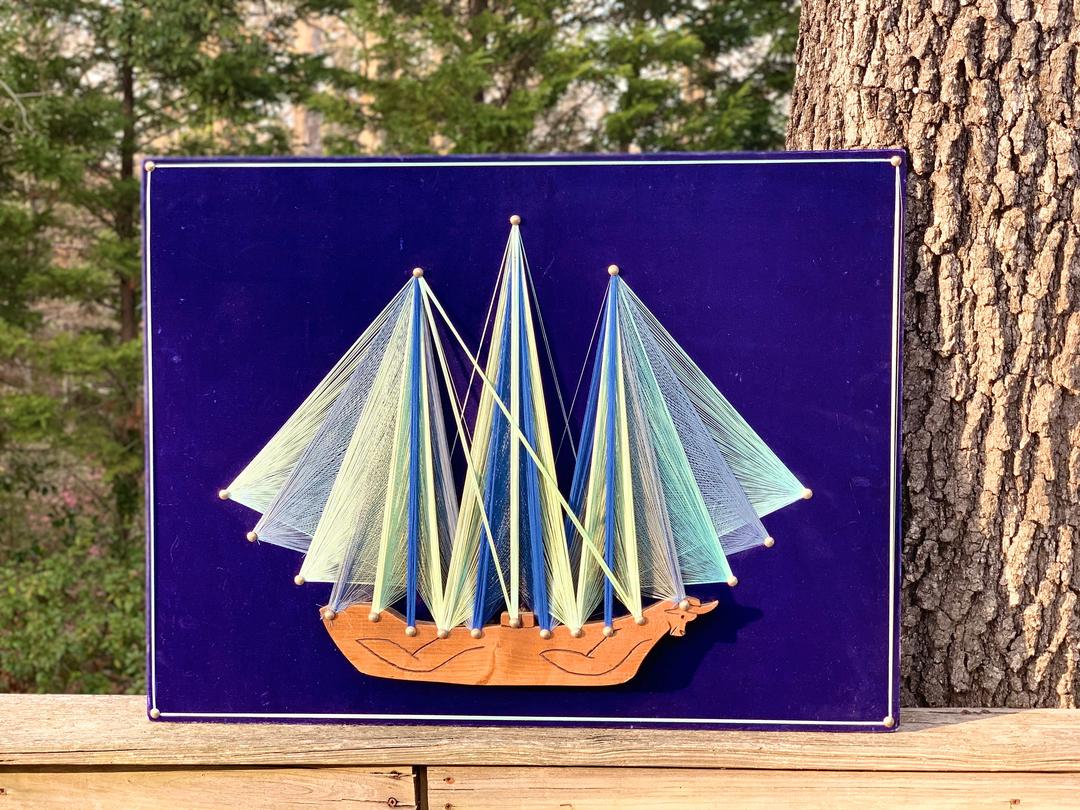 Vintage 1970s MID Century Modern String Art Sailboat Boat Ship | Mod ...