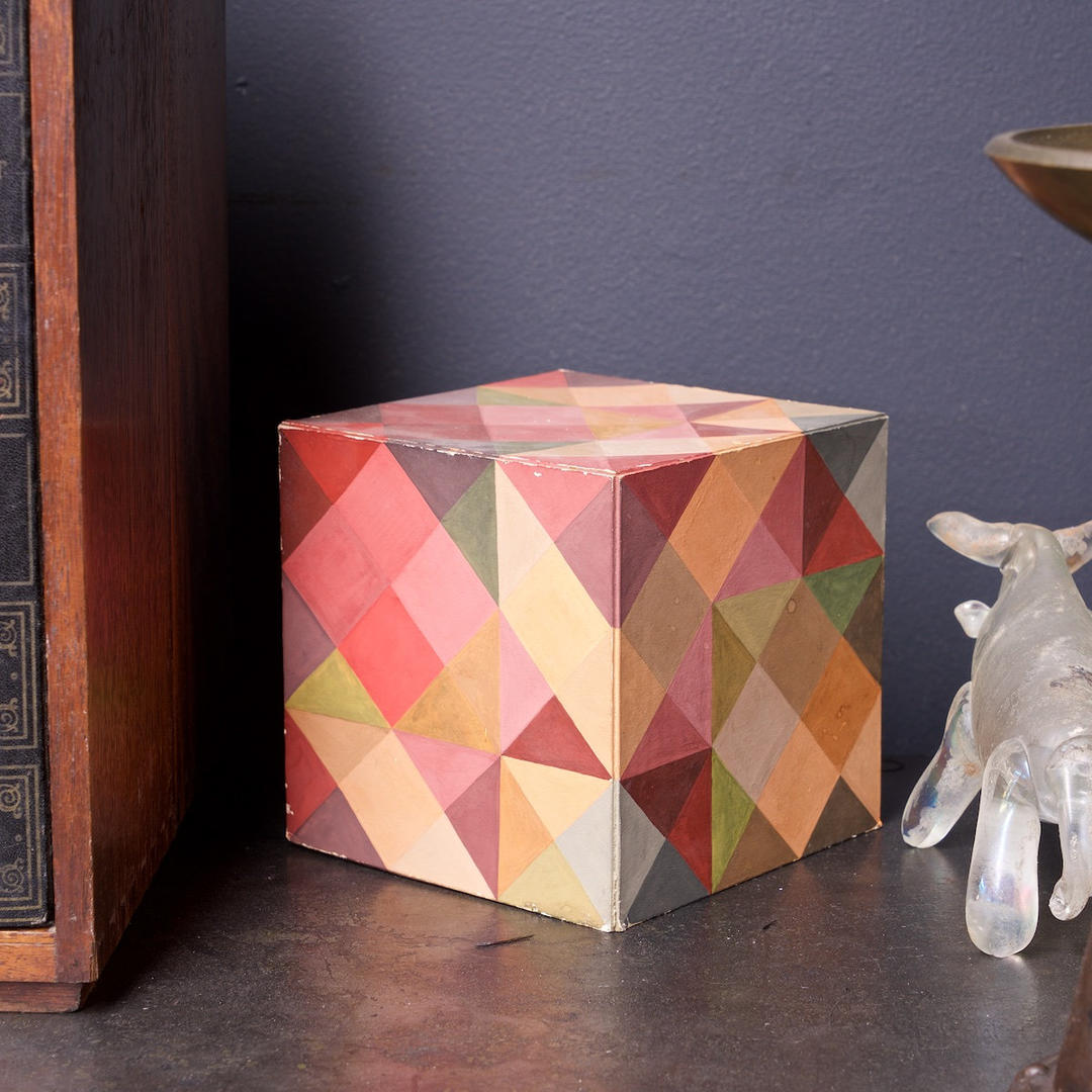 Vintage Painted Cube Hanging Stabile Art Work Sculpture Prop Relic ...
