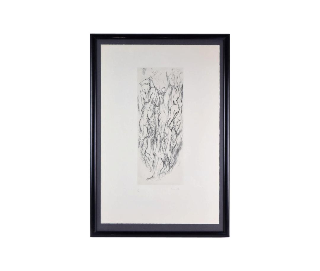 Mid-Century Etching Abstracted Naked Men in Ascent signed Pierre ...