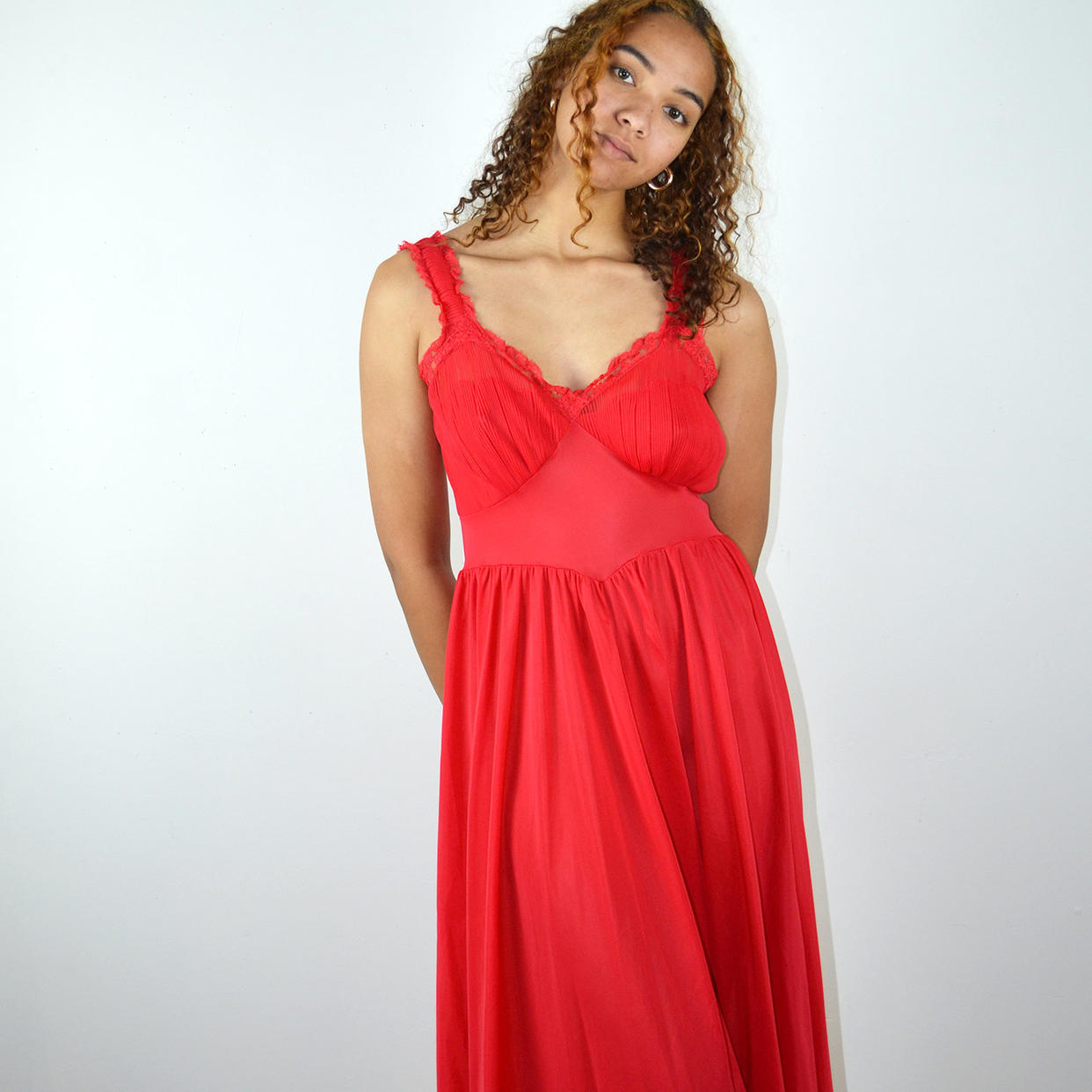 Vintage 50s Red Slip / 1950s Vintage Pleated Slip / | Erratic Static ...