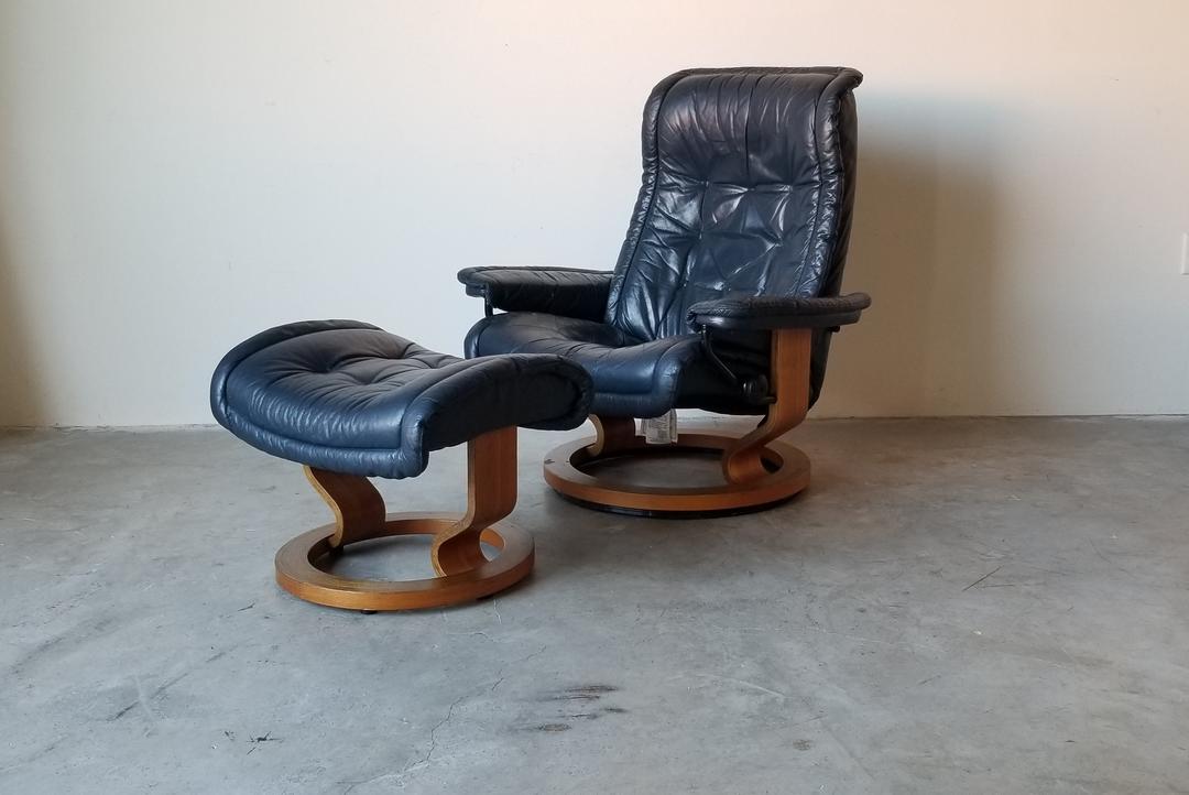 Vintage Ekornes Stressless Recliner Chair and Ottoman Miami Vintage Decor Miami FL