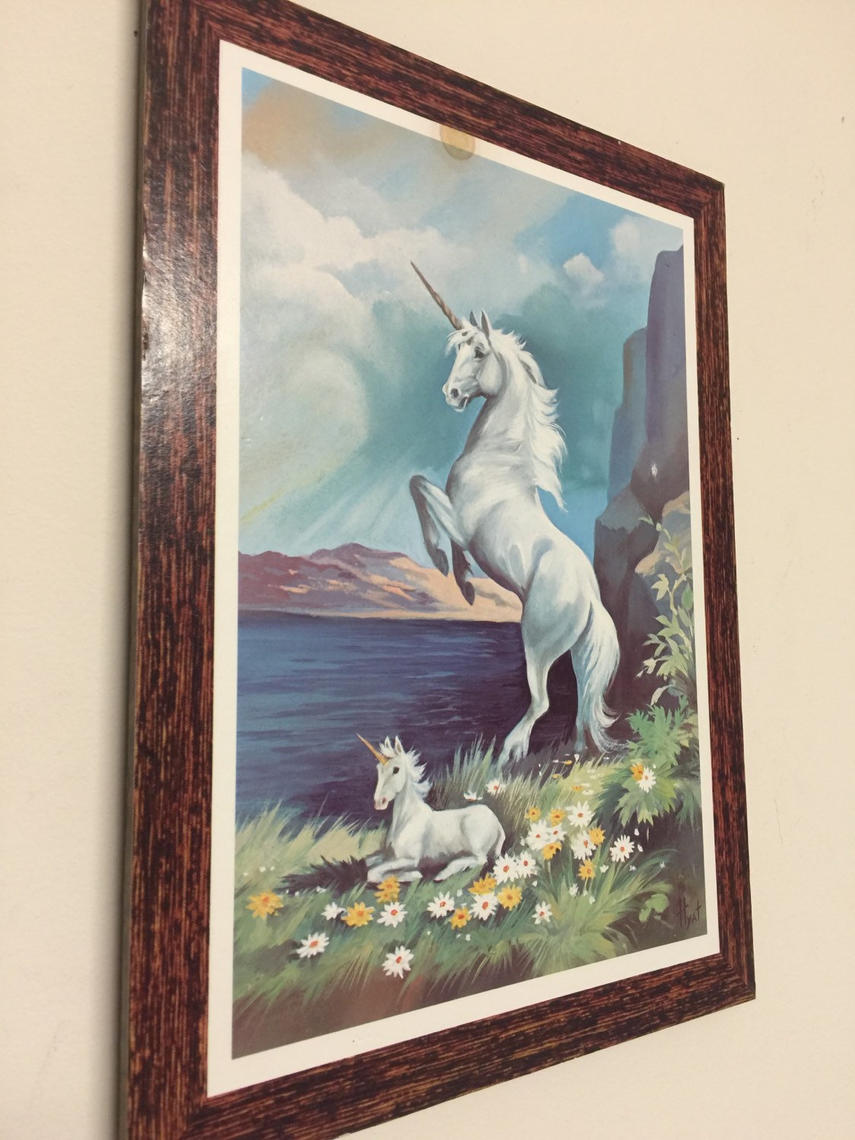 Vintage 1980s Unicorn Wall Art with Baby Unicorn | Vintage Goofball ...