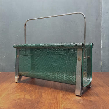 1960s Mid-Century Architectural Perforated Metal Magazine Rack | Cabin ...