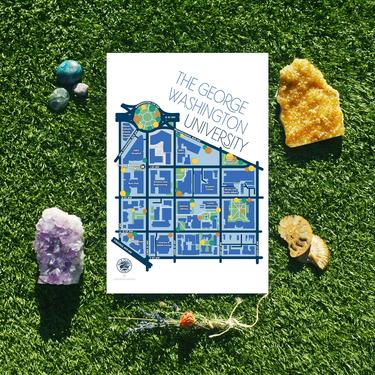 George Washington University campus map GWU 11x17 in decorative art ...