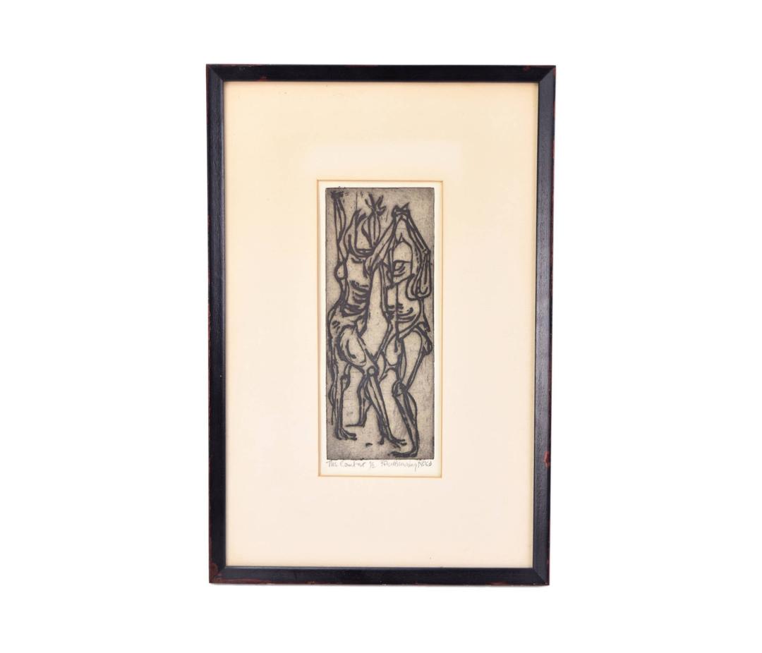Vintage “The Combat” Robert Browning Reed Abstracted Woodcut Print ...