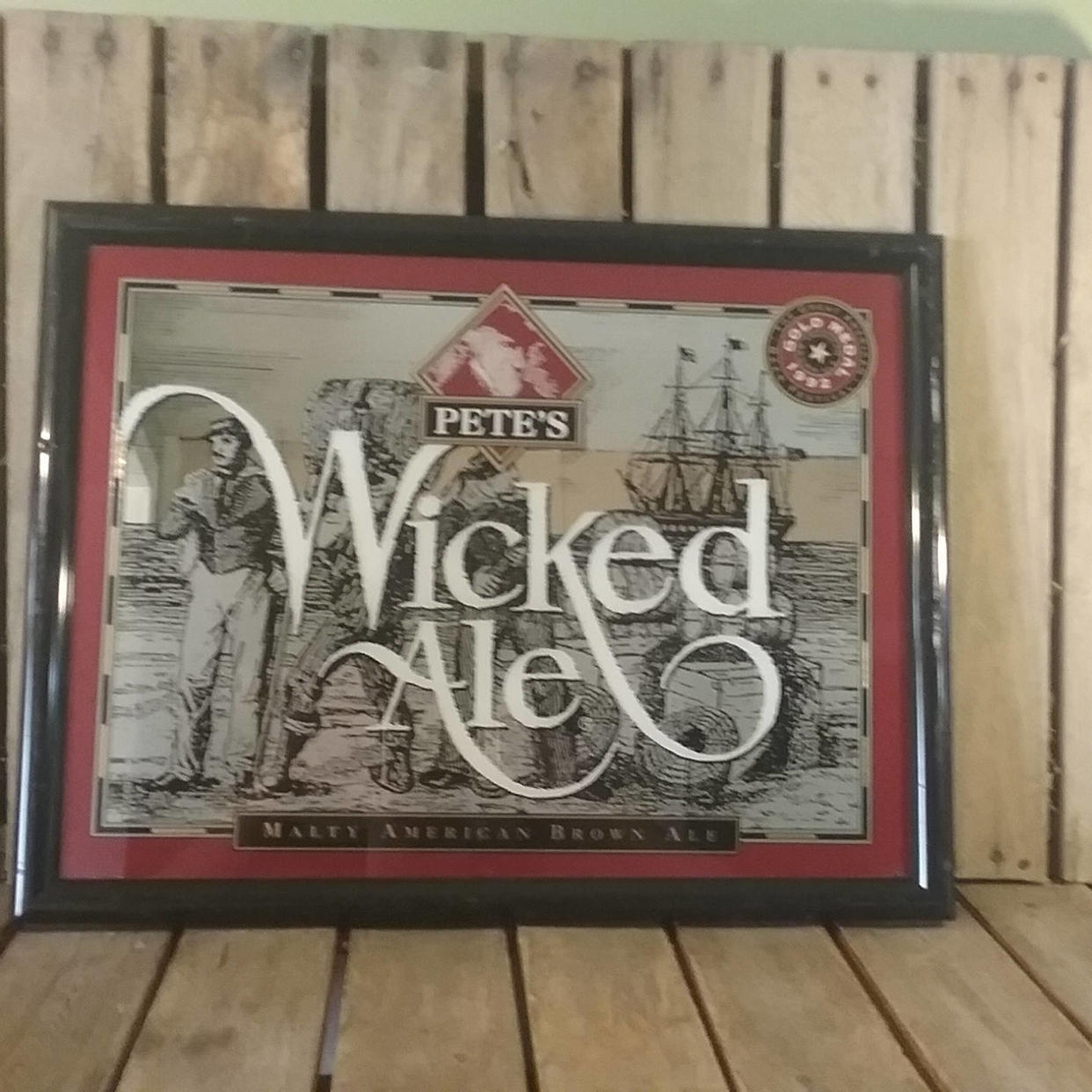 Petes Wicked Ale Beer Mirror Sign | Up the Antique Co - Boston | ATTIC