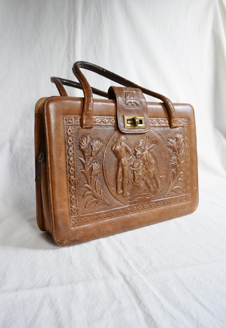 1970s Mexican Tooled Leather Bag by Mont Abur | We, McGee Vintage ...
