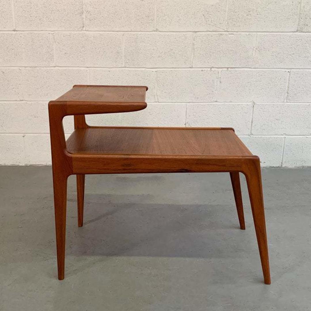 Scandinavian Modern Teak Stepped Side Table | cityFoundry | Brooklyn, NY
