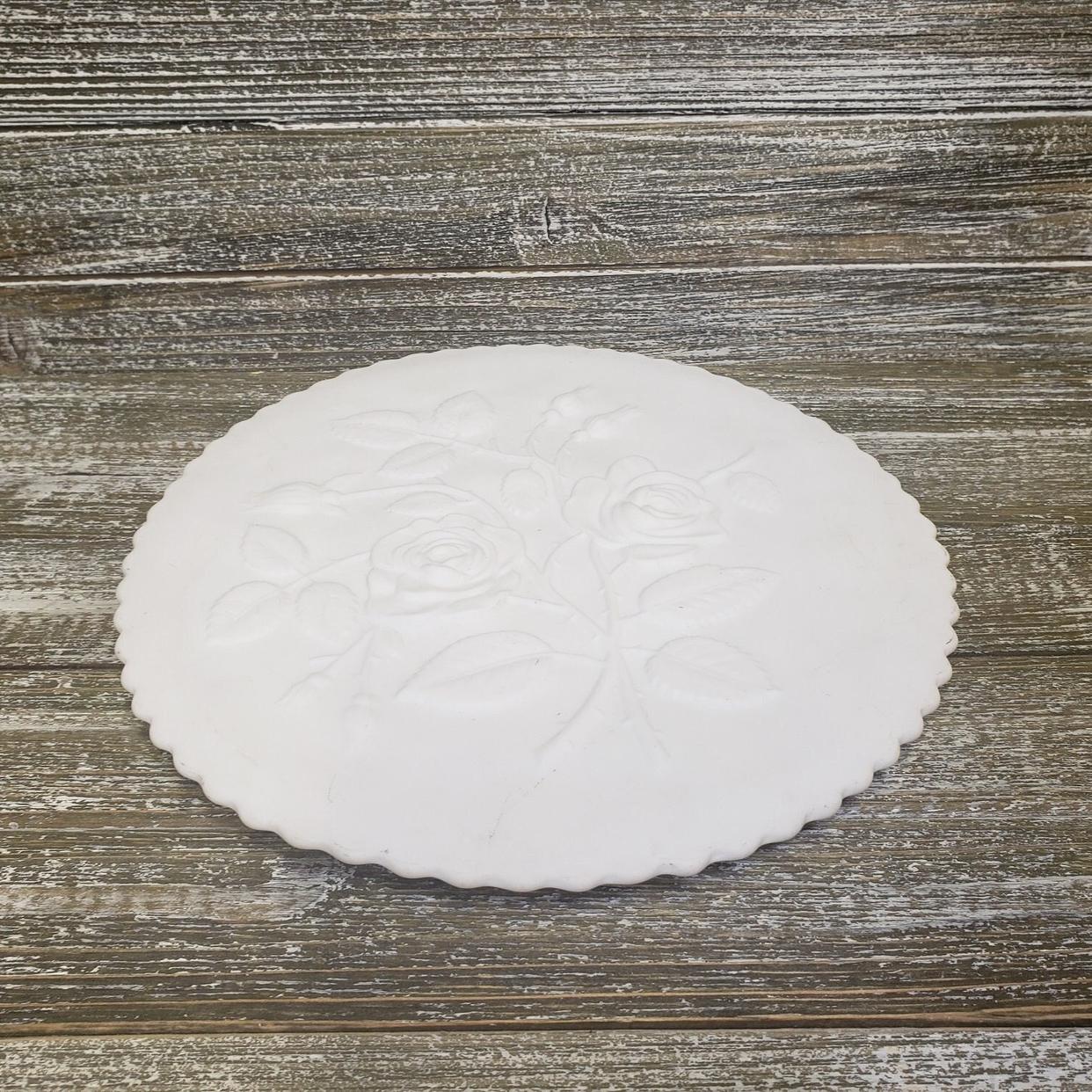 Vintage Imperial Open Rose Milk Glass Platter, Doeskin | A GoGo Vintage ...