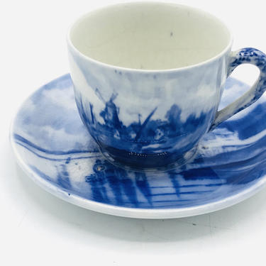 Vintage Blue and white Delph Hand Painted Demitasse | JoAnntiques - San ...