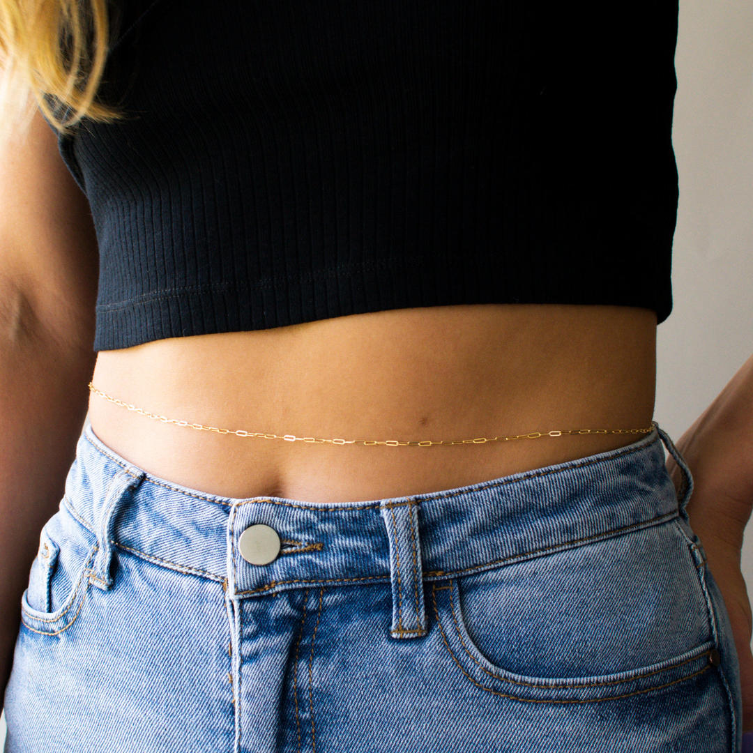 Belly Chain, Gold Waist Chain, Body Jewelry, Waterproof 14K Gold ...
