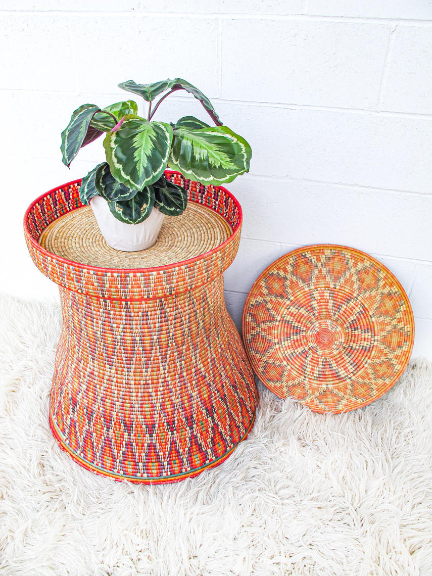 Gigantic Vintage Woven Tribal Ethiopian Mesob Basket Table with Lid ...