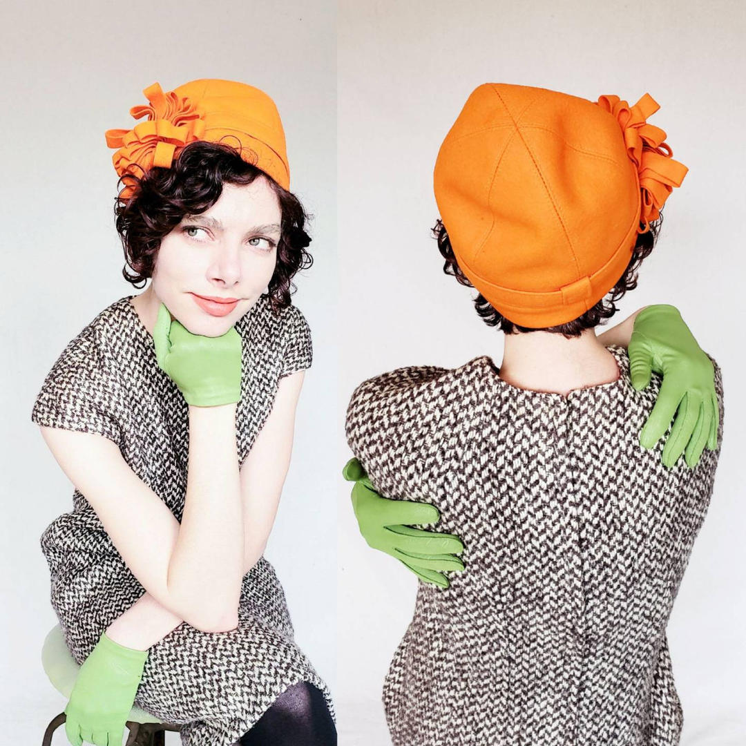 1960s Orange Wool Hat by Macaps / 60s Bucket Hat in | RareJule Vintage ...