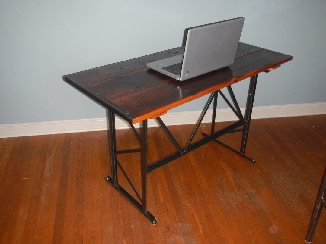 Industrial Design Wood and Steel Computer Desk / Welded Steel ...
