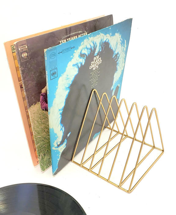 Vinyl Record Album Rack Vintage File Holder Letter Sorter Gold | Making ...