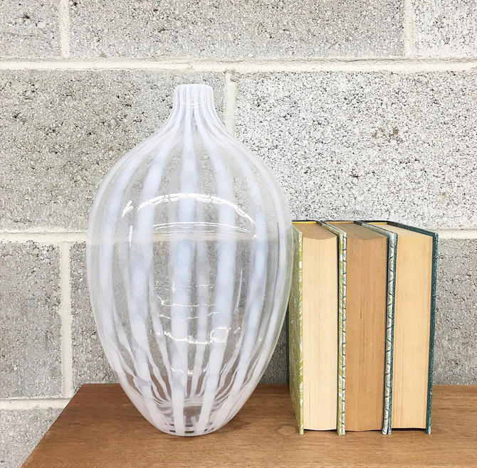 Home & Living Glass Art Curvy Glass Vase with Handles MCM Vintage Hand ...