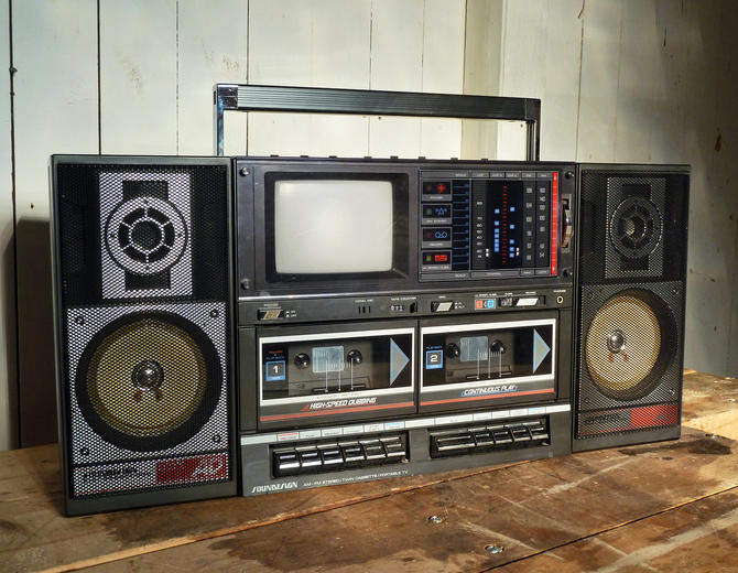 Old School Boombox Television Combo Vintage 1980s Portable Stereo Dual ...