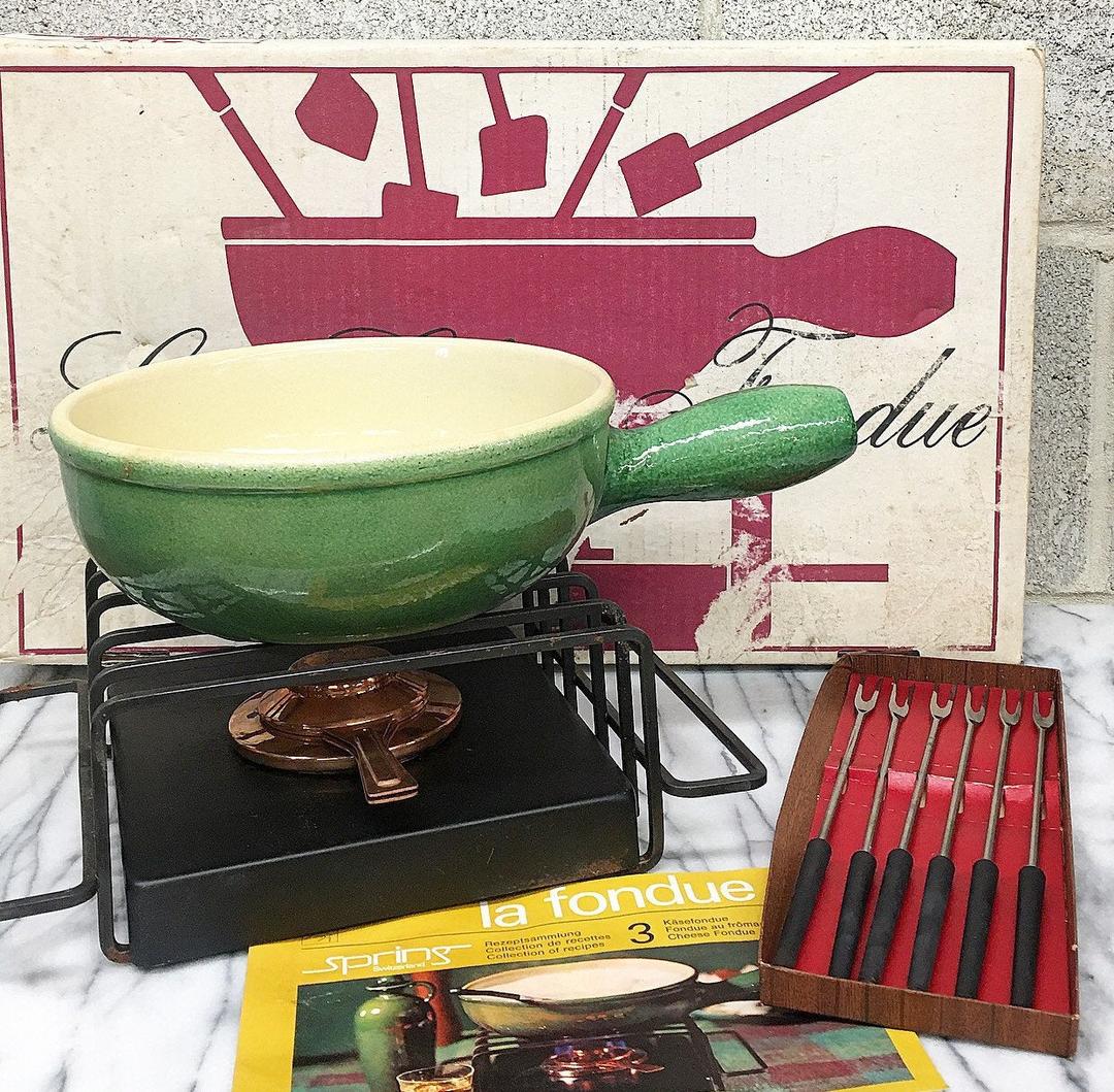 Vintage Fondue Set Retro 1960s Spring Switzerland + Swiss Cheese + Box ...
