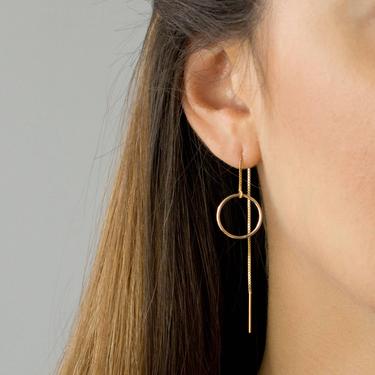 Circle Threader Earring Drop Earrings Gold Threader Earrings Sterling Silver Leila San Diego CA