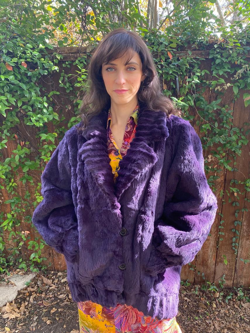 Vintage 80s Adolfo Beaver fur Purple Plush Glam Party Holiday | Prisma ...