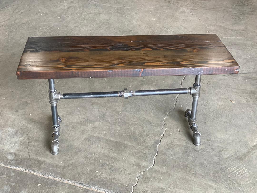 Reclaimed wood black pipe bench. Industrial Bench. Rustic bench. Black ...