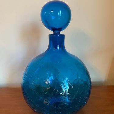 Mid Cenutry Blenko Peacock Turquoise Cobalt Blue Crackled | TheFind ...