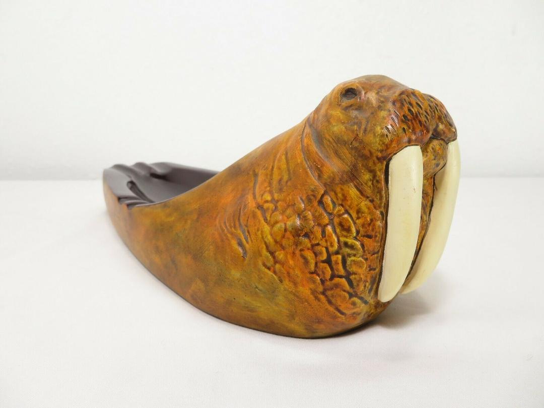 RARE Signed 1965 ANN TOWNSEND Alaska CERAMIC WALRUS ART POTTERY Ashtray ...