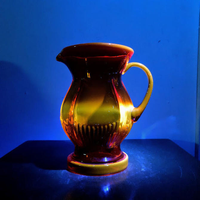 Vintage Persimmon Amberina Blown Glass Pitcher Manganese Glass | Over ...